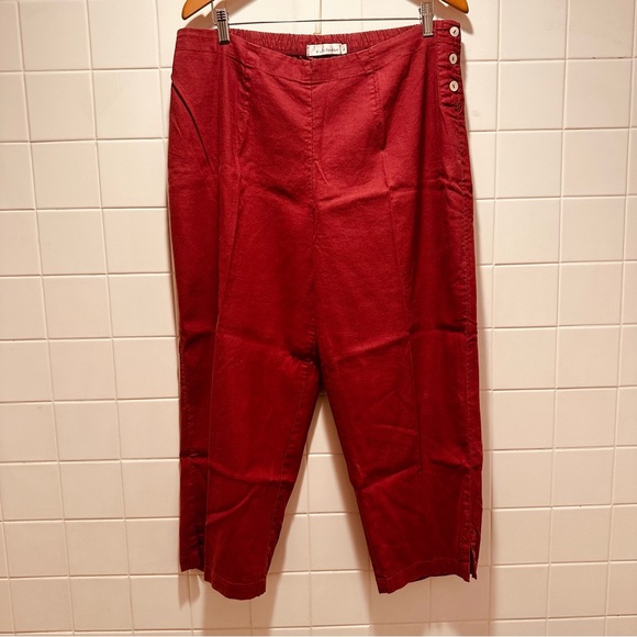cut loose | Pants & Jumpsuits | Cut Loose Xl Dark Rose Linen Capri Pull ...